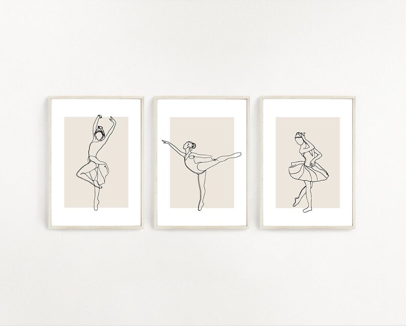 Set of 3 UNFRAMED Ballerina Line Art Line Drawing Ballet Print Ballet ...