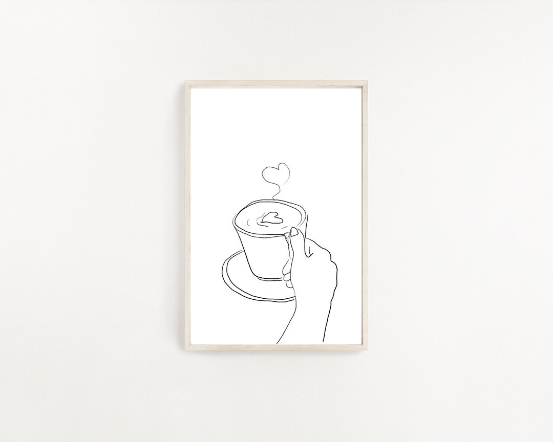 Coffee One Line Art, Tea Line Art, Coffee Print, Kitchen Wall Art ...