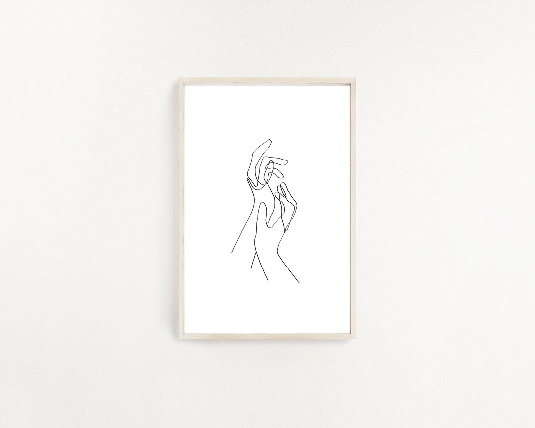 Hands One Line Art, Hands Print, Line Art Print, One Line Poster, Hands ...