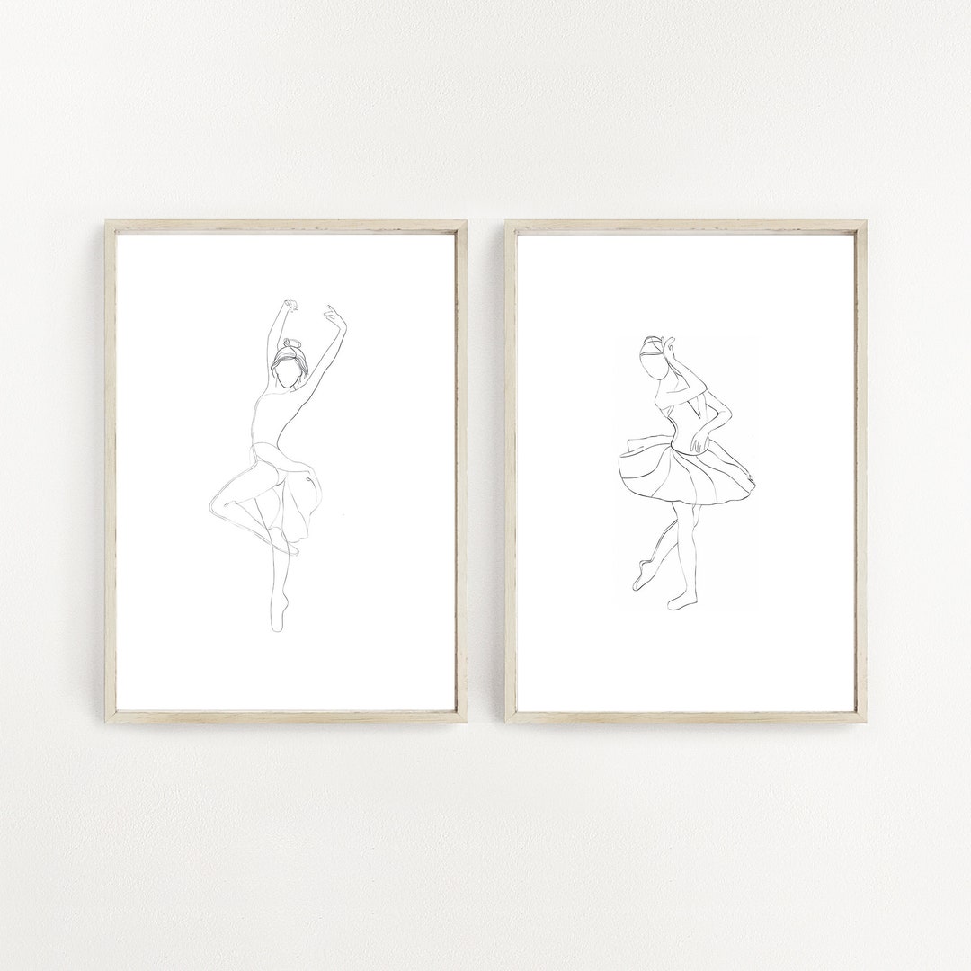 Ballerina Line Art, Set of 2 Line Drawing, Ballet Print, Ballet Line ...