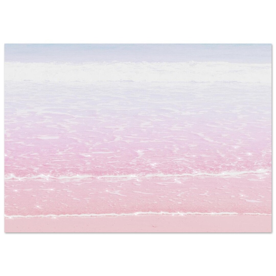 Pink Beach Premium Poster, Pink Sunset Print, Pink Beach Wall Art ...