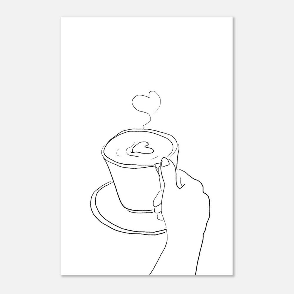 Coffee UNFRAMED Line Art, Tea Line Art, Coffee Print, Kitchen Wall Art ...