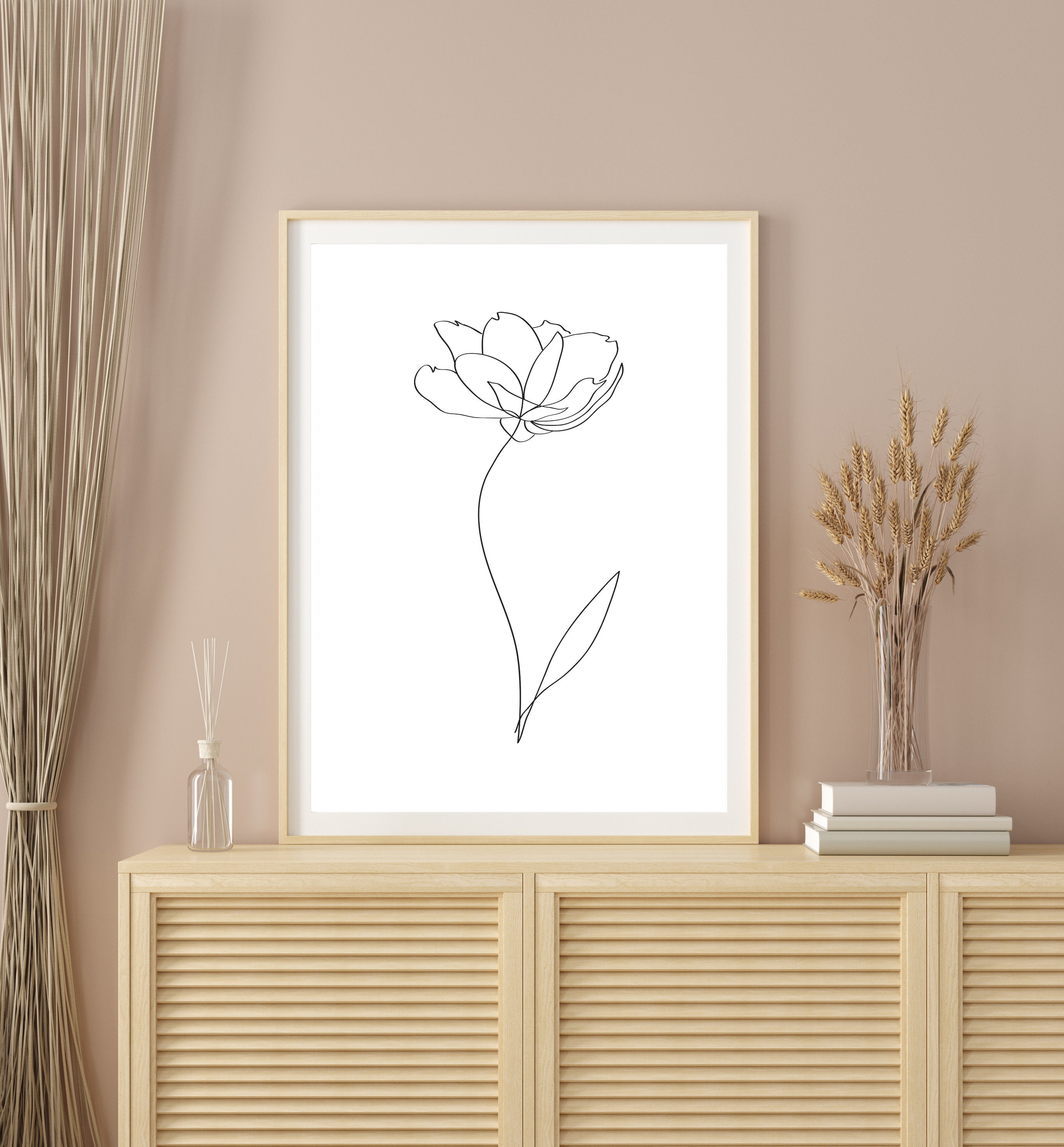Flower Line Art Set of Three, Flower Poster, Flower Print, Daffodil ...