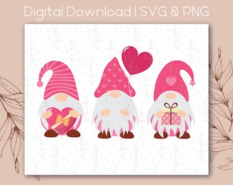 Gnome Love SVG File Instant Download, Cute Gnome Valentines Cut File ...