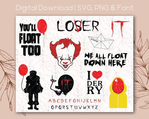 Pennywise Clown It Movie Bundle SVG PNG TTF Font Digital | Etsy