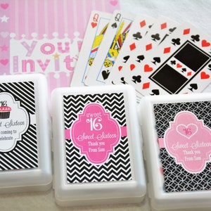28 Designs Sweet 15, Sweet 16 Personalized Playing Cards Birthday Favor ...