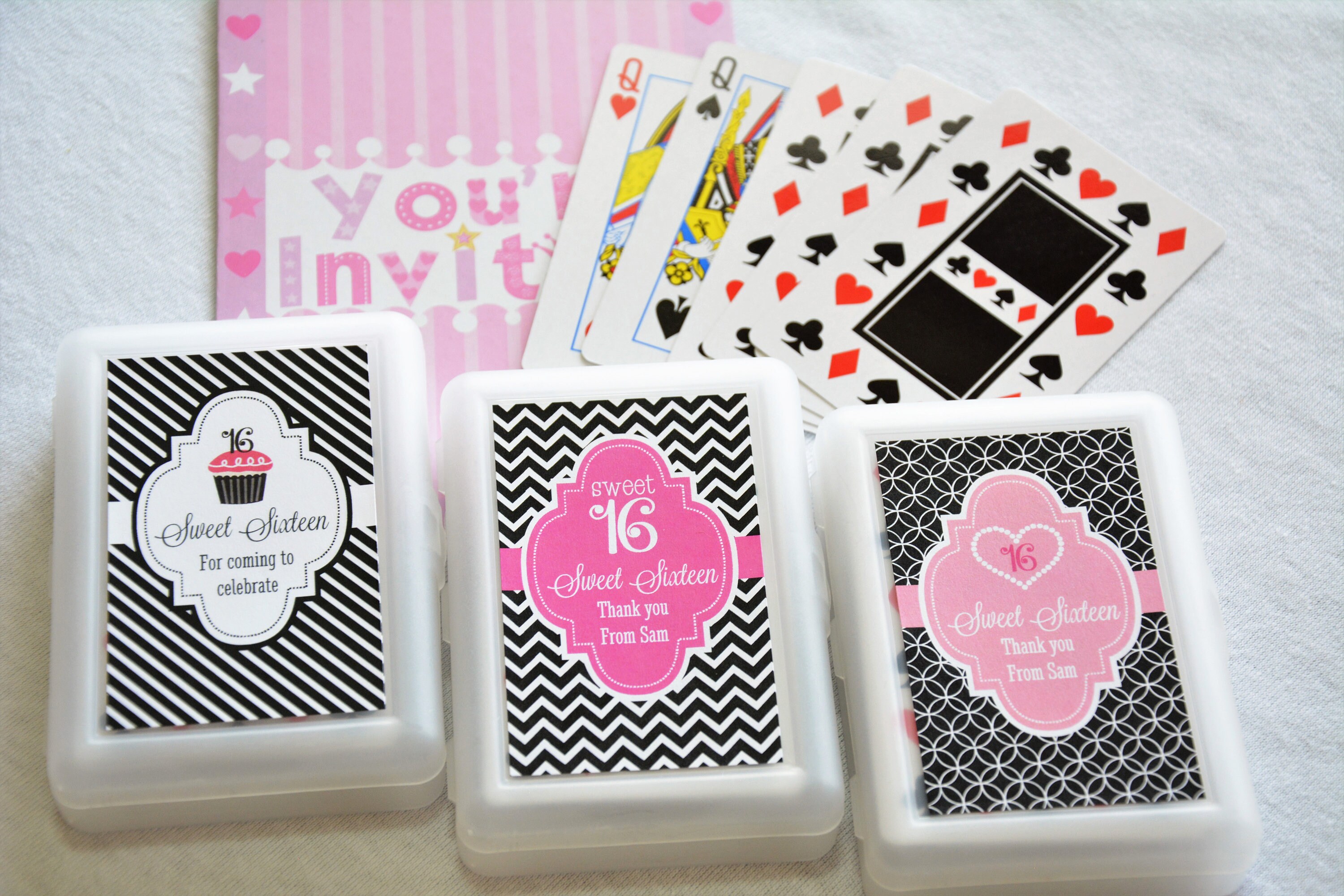 28 Designs Sweet 15, Sweet 16 Personalized Playing Cards Birthday Favor ...