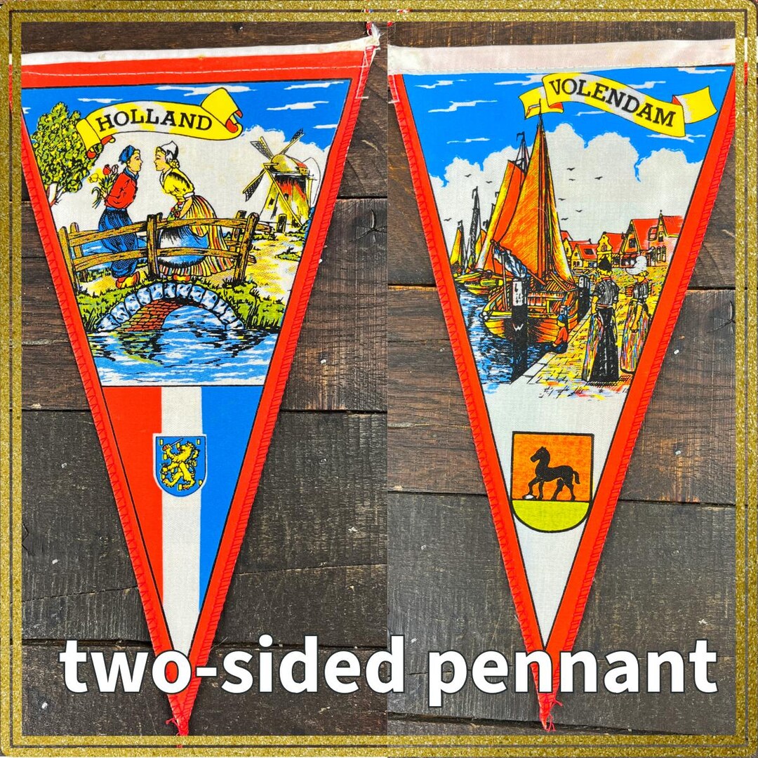 Vintage Holland Volendam Pennant 2-sided Nylon Dutch Netherlands Travel ...