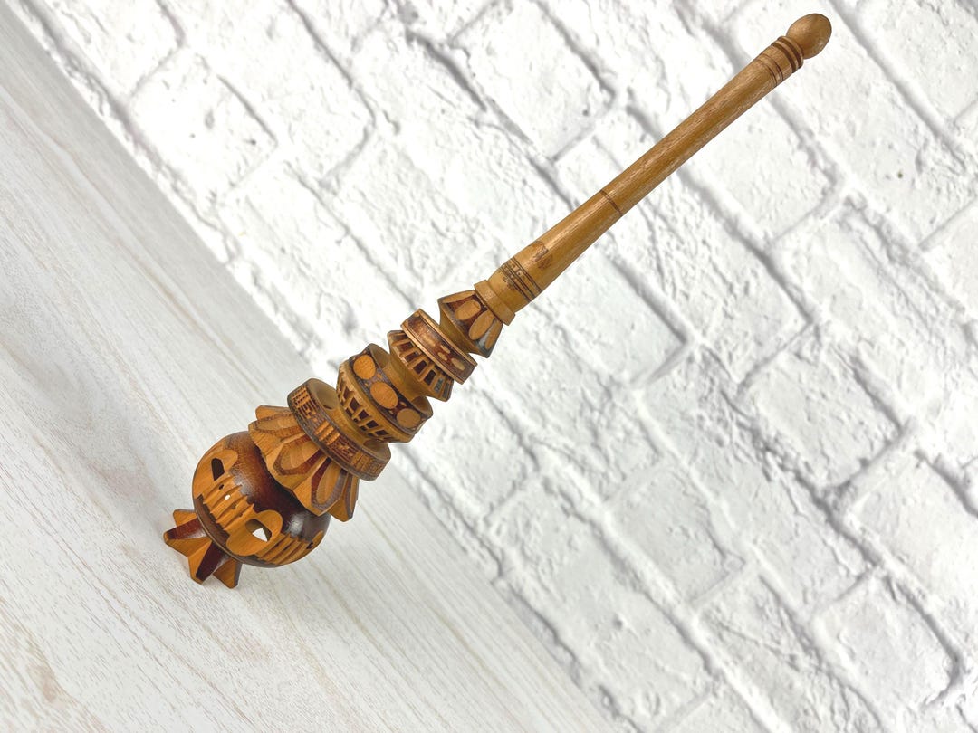 Molinillo mexicano vintage de madera, batidor de cacao tallado a mano ...