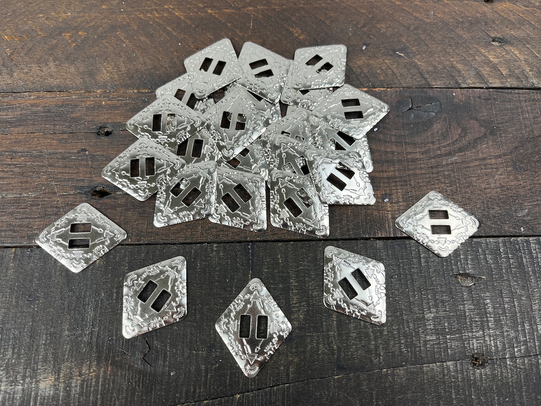 Silver Conchos Diamond Triangle Shaped With Two Slots. Bags of 25, 24 ...
