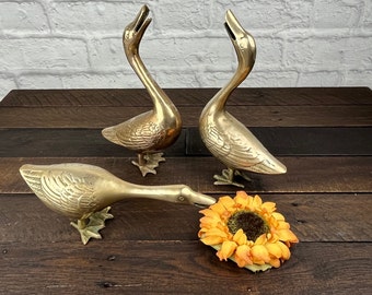 Vintage Brass Geese Set of 2 - Etsy