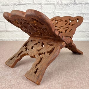 Vintage Book Holder Folding Wooden Book Display Stand Hand Carved India ...