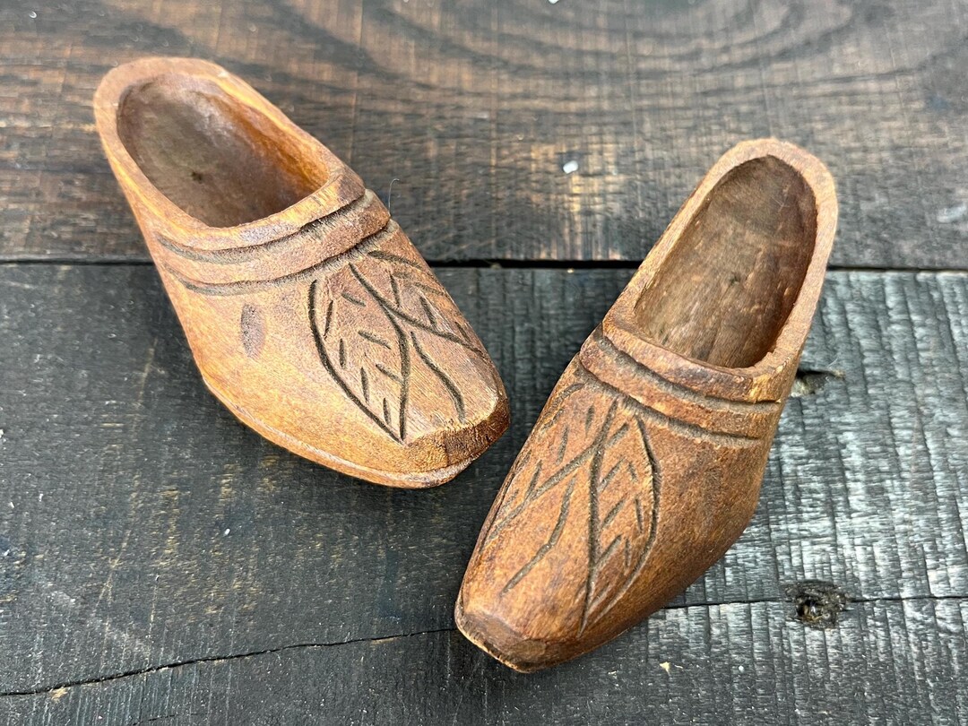 Vintage Mini Dutch Wooden Clogs Authentic Holland Souvenir Hand Carved ...