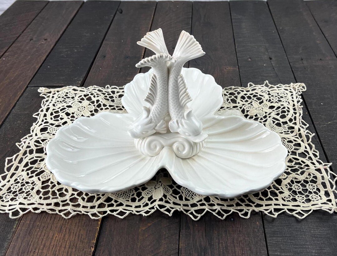 Vintage ATLANTIS by Fitz and Floyd 3-section Seashell Shaped Serving ...