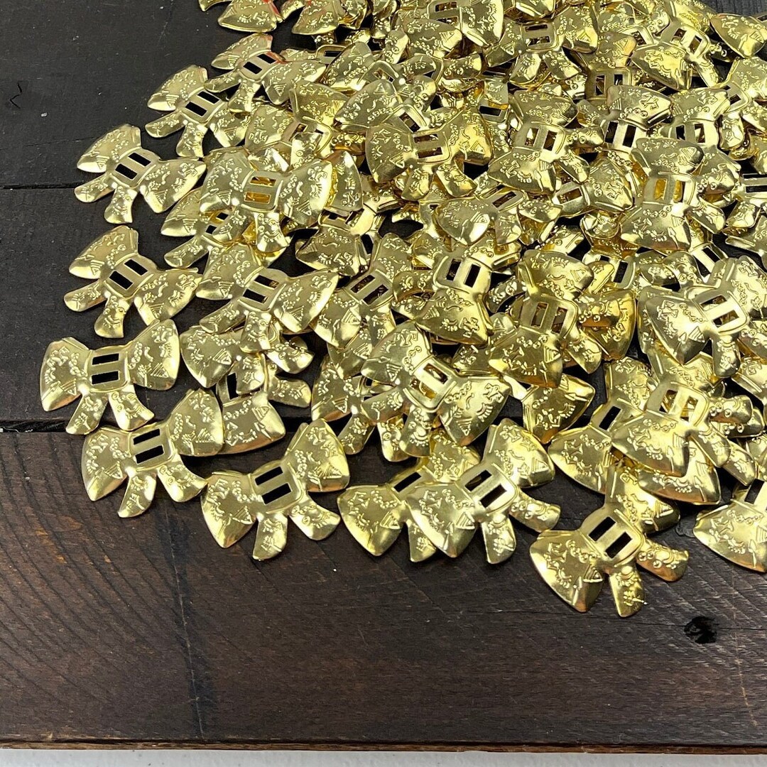 BOGO Conchos Gold Bow Shaped Conchos With Two Slots 25 Gold Conchos ...