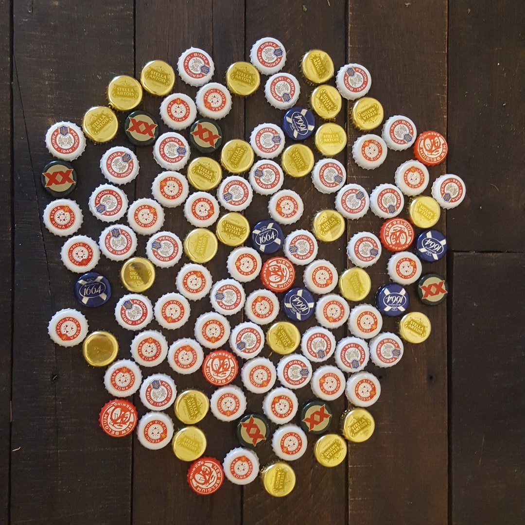 100 Beer Bottle Caps 1664 New Belgium, Stella Artois, Peroni, Dos Equis ...