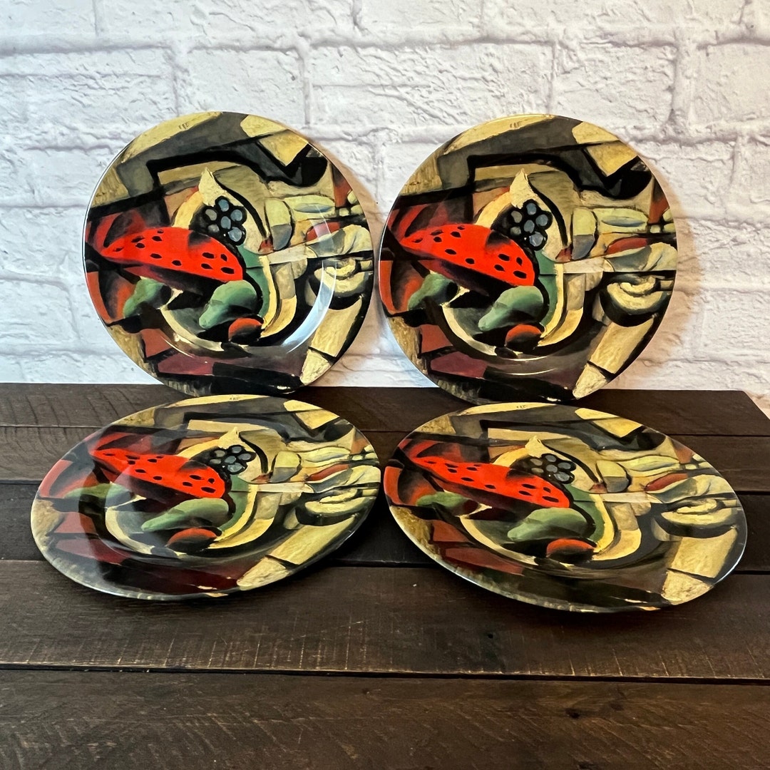Vintage Salvador Dali Tin Plates Set for 4 Dali Inspired With Painting ...