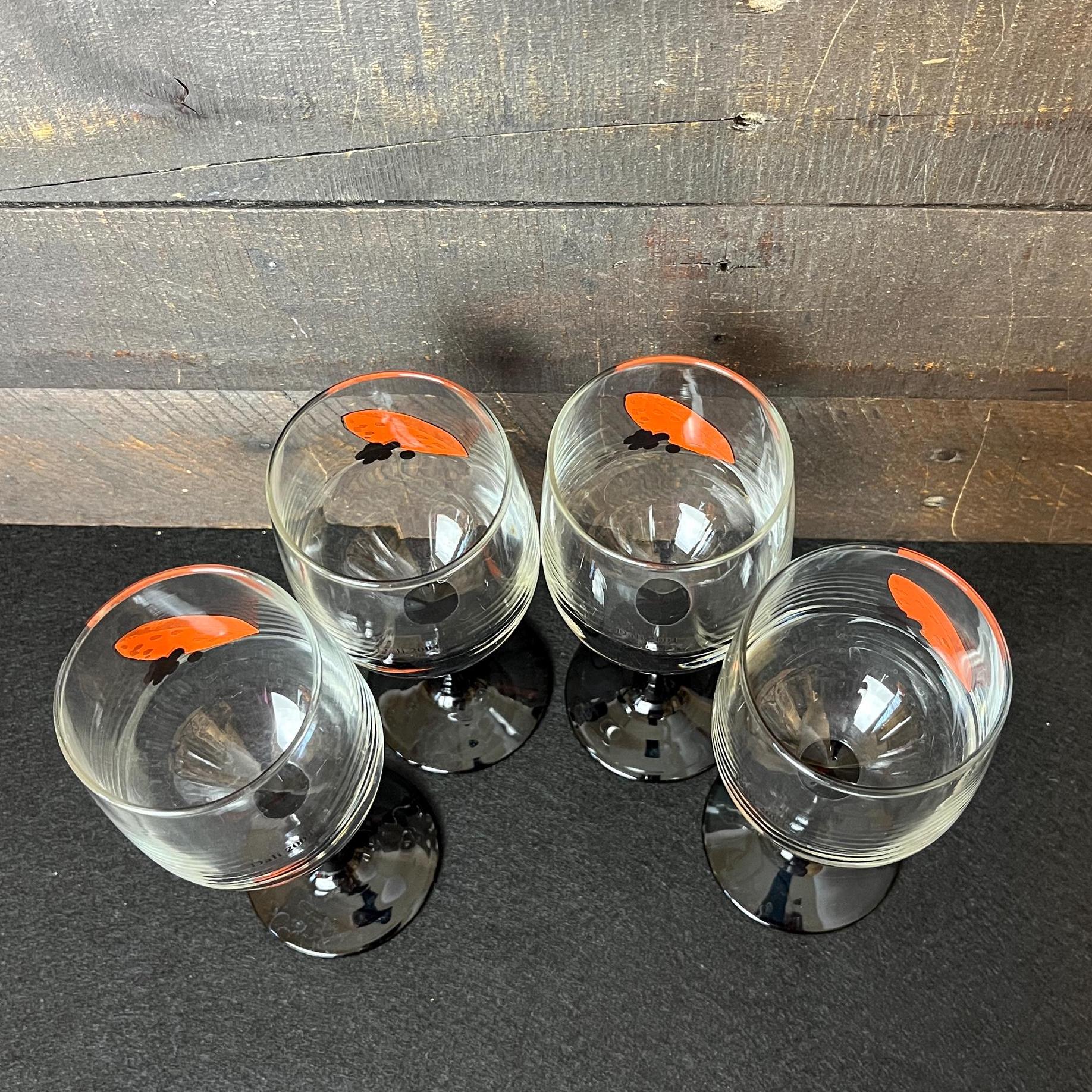 Vintage Salvador Dalí Wine Glass Set 4 Cubist Watermelon Black Stem ...