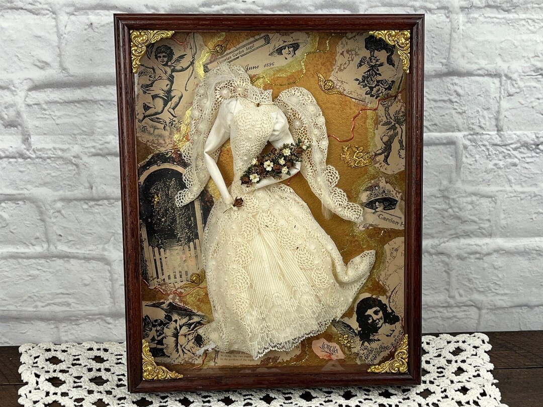 Vintage Victorian Shadow Box Lorella Garden Angel Framed 1996 Limited ...