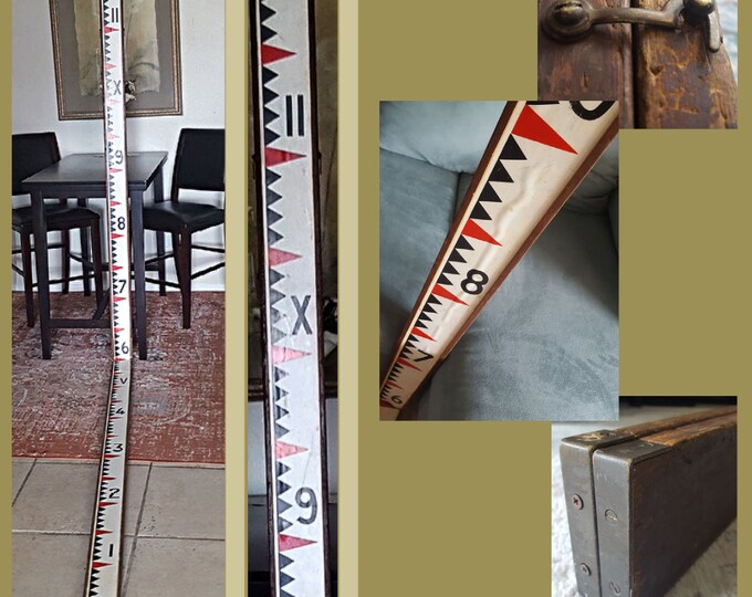 12 Foot Vintage Wooden Surveying Ruler Measuring Rod Surveyor Stick ...