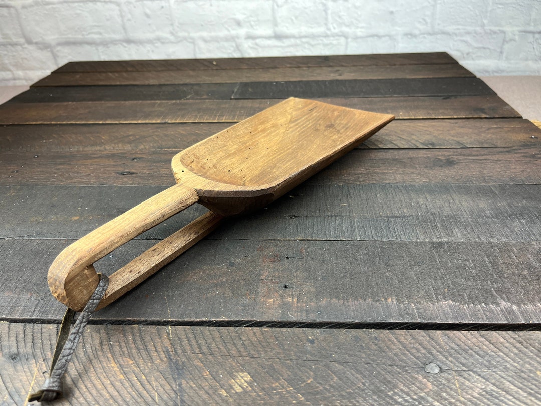 Vintage Wooden Scooper Handled Spoon Folk Art Made in Italy Primitive ...