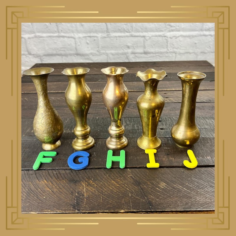 Small Vintage Brass Vases - Etsy