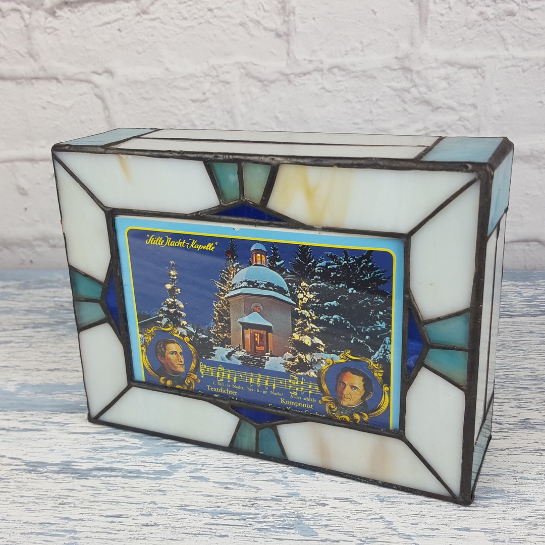 Vintage Stained Glass Light Frame, Retro Photo Box Frame, Artwork ...