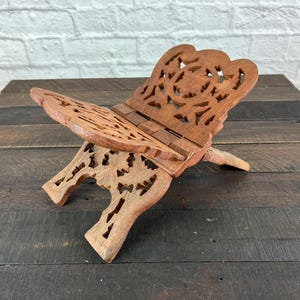 Vintage Book Holder Folding Wooden Book Display Stand Hand Carved India ...
