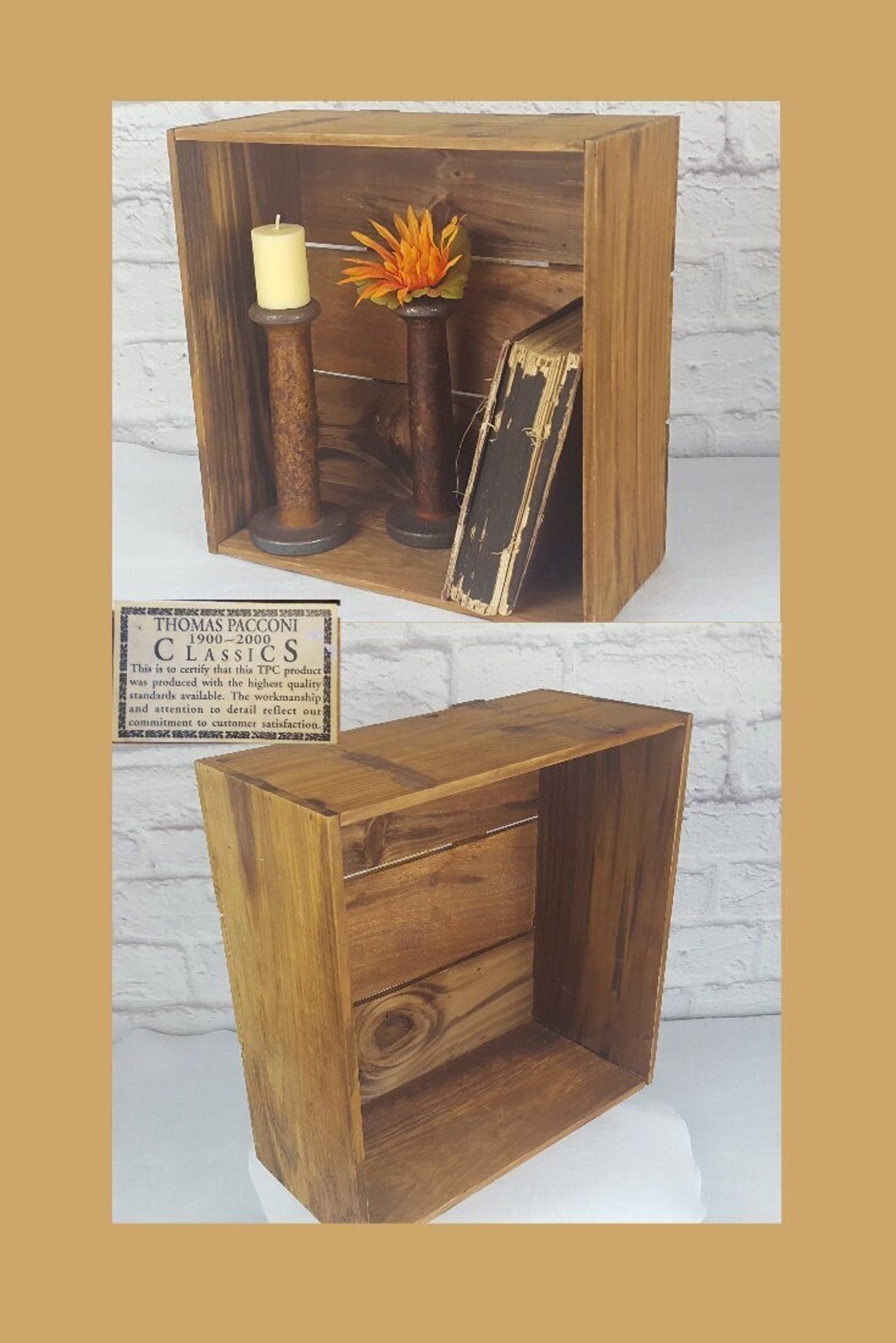 Vintage Wooden Display Box by Thomas Pacconi Square Wood Box Wood Crate ...