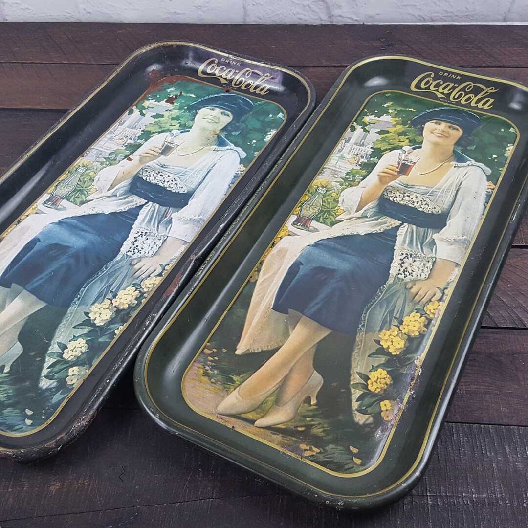 Vintage Coca Cola Flapper Girl Rectangle Serving Tray 1970s Retro Metal ...