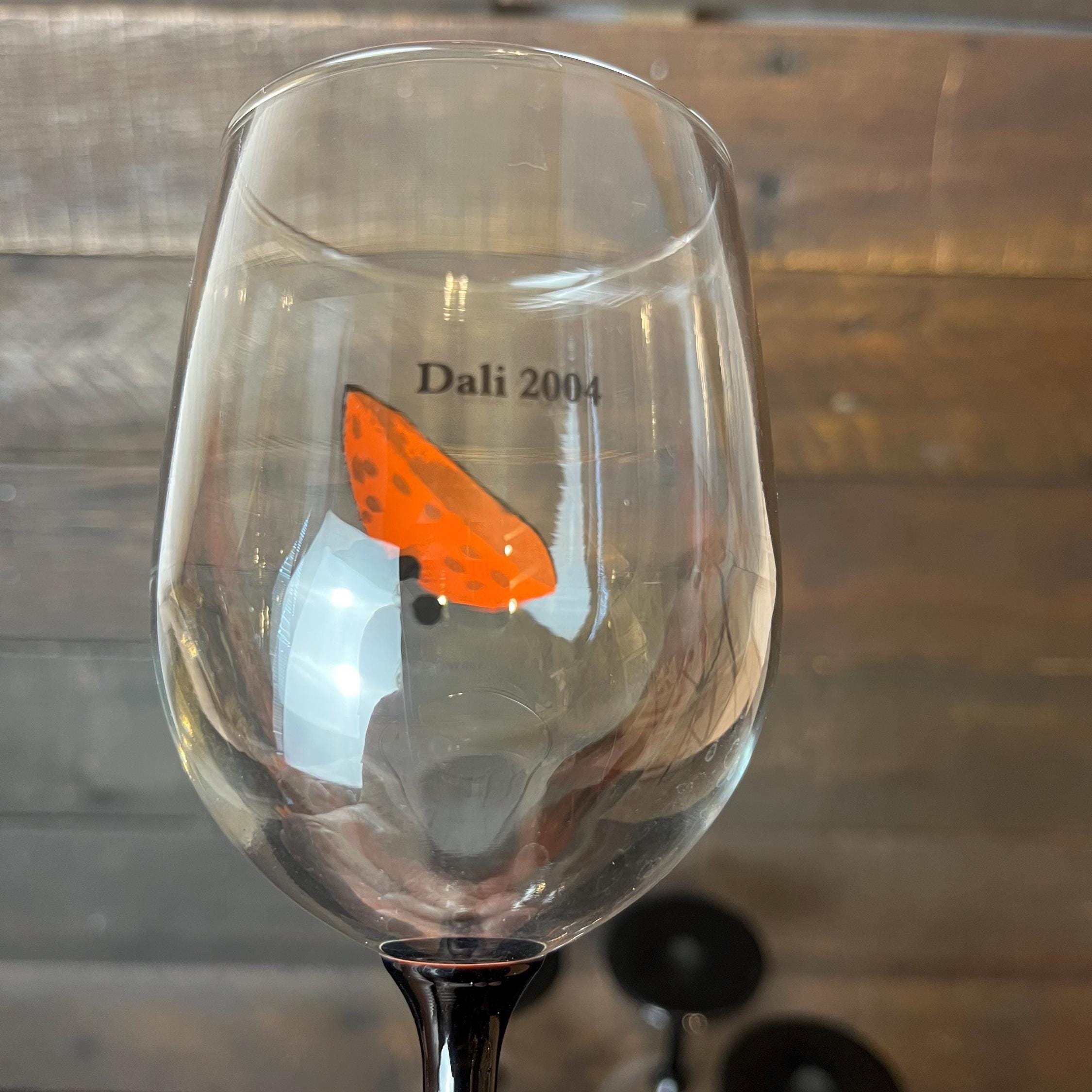 Vintage Salvador Dalí Wine Glass Set 4 Cubist Watermelon Black Stem ...