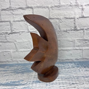 Vintage Wooden Angel Fish Wood Carving Fish Figurine Wood Statue Sea ...