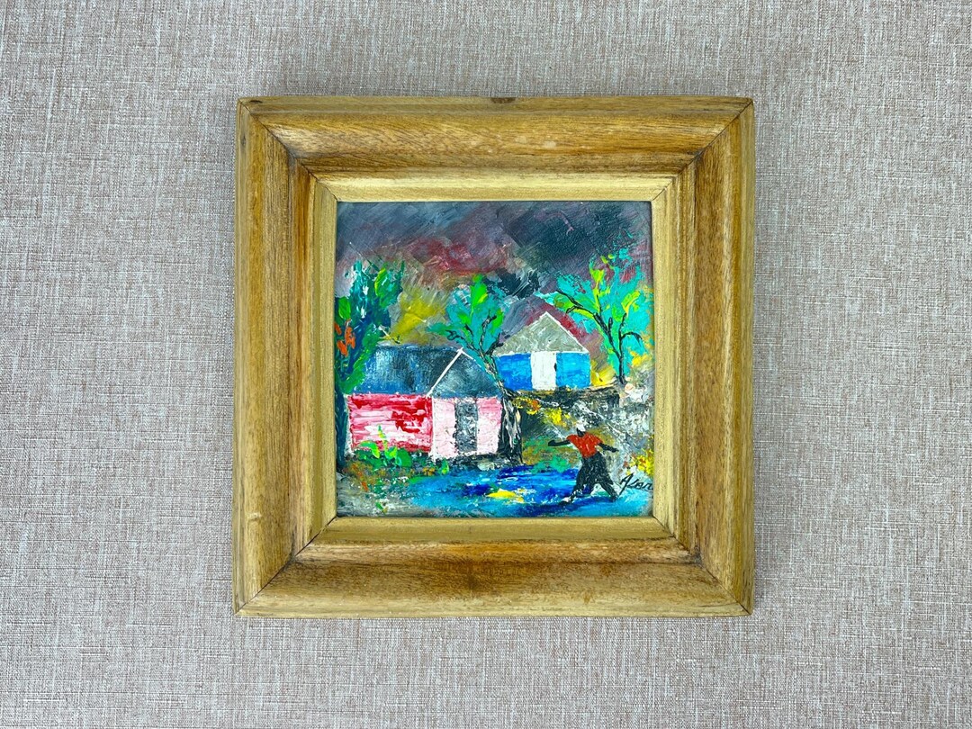 Vintage Haitian Oil Painting on Canvas Original Caribbean Islander Art ...
