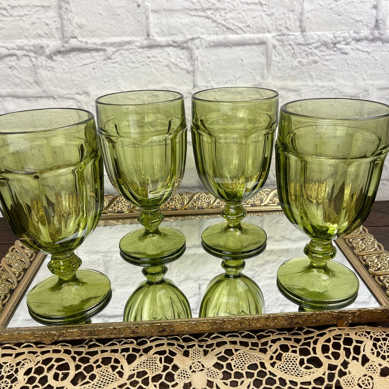 Green Water Goblets - Etsy