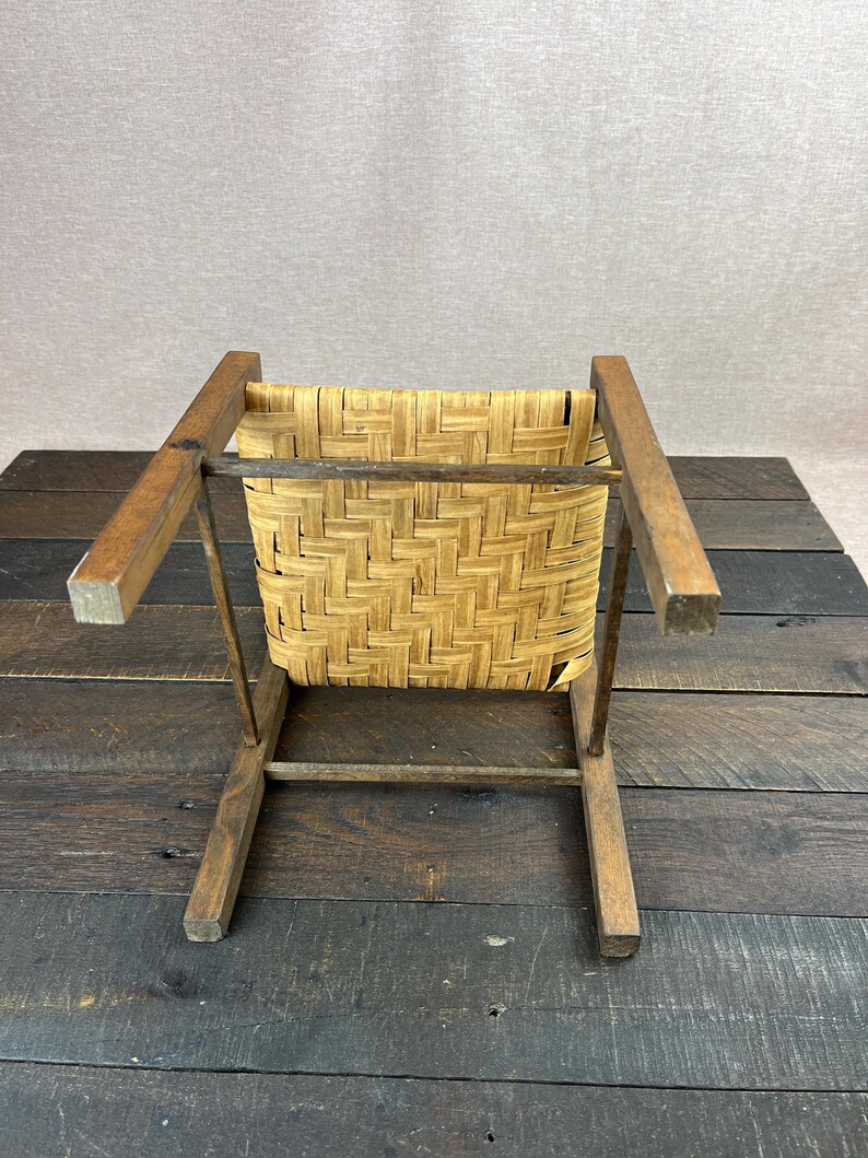 Vintage Childs Doll Display Chair Handwoven Rattan Reed Ladder Back ...