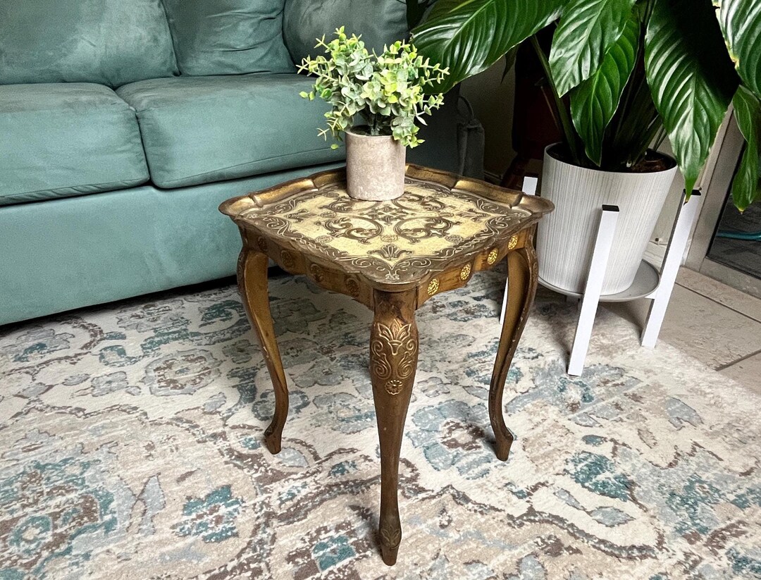 Vintage Gold Florentine Table Made in Italy 1960s Accent Table, Plant ...