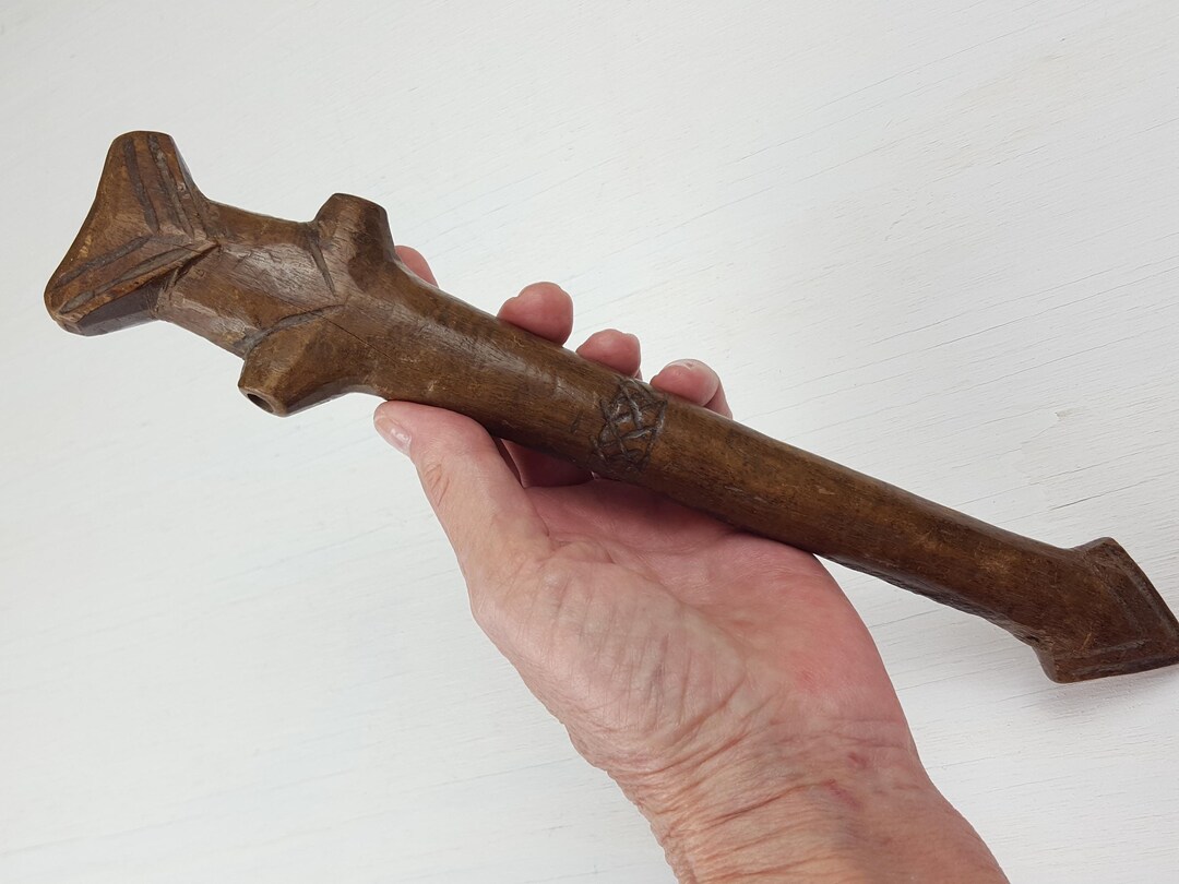 Antique Flute Musical Instrument Hand Carved Bamana Wood Mali Africa ...