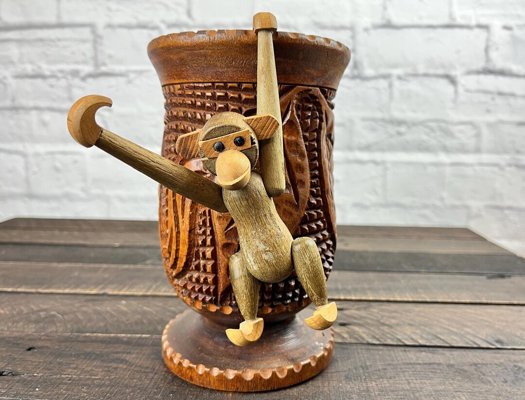 Vintage Articulated Wooden Monkey Danish Teak Wood Hanging Jointed ...