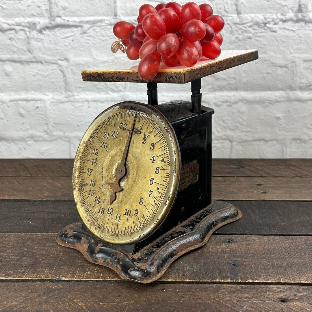 Vintage 24 Pound Weighing Food Scale Tabletop Metal & Ceramic Household ...