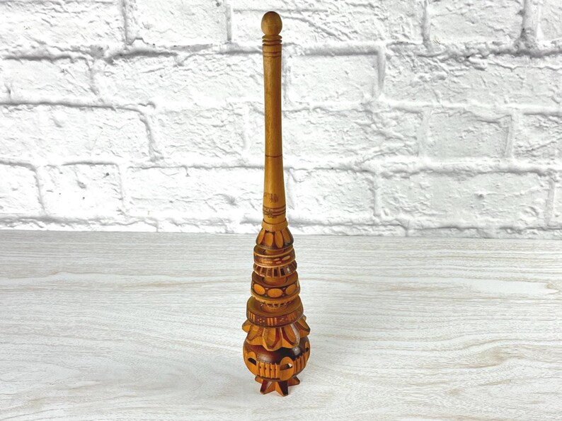 Molinillo mexicano vintage de madera, batidor de cacao tallado a mano ...