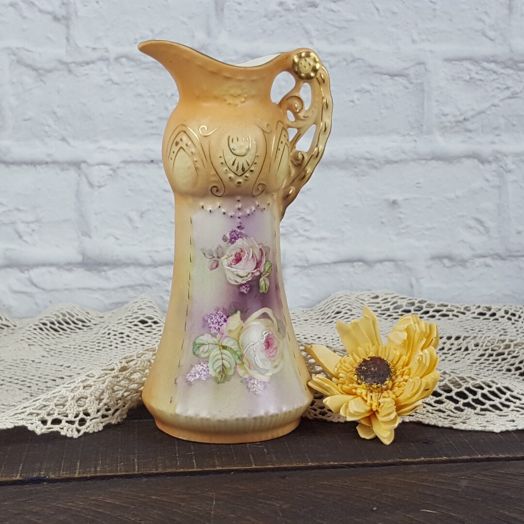 Antique Robert Hanke Austrian Porcelain Vase Hand Painted Floral ...