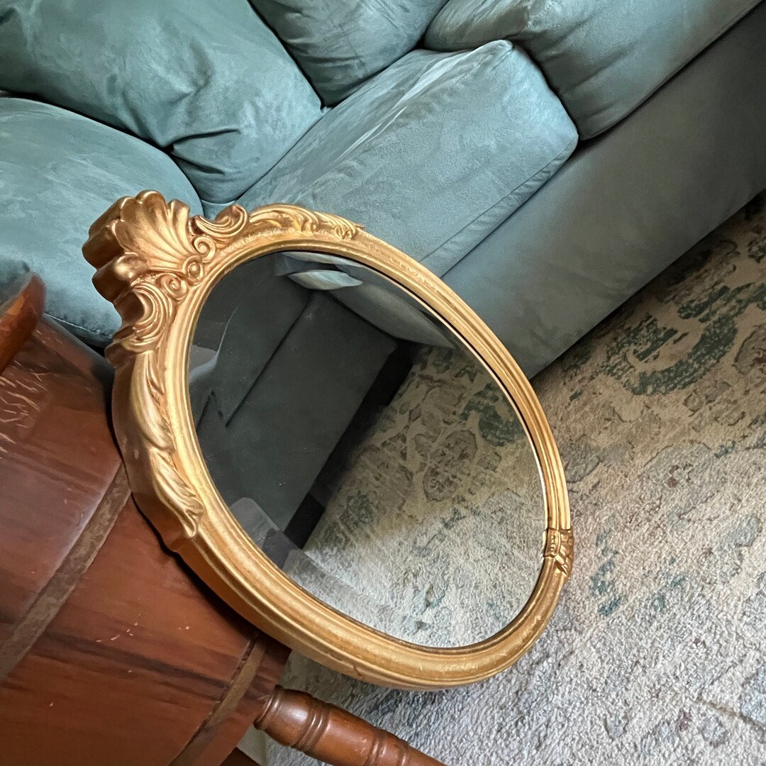 Vintage Gold Leaf 24 Inch Oval Framed Wall Mirror by Regency Pietro ...