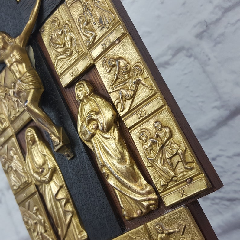 Vintage 14 Stations of the Cross Home Altar Catholic Relic - Etsy