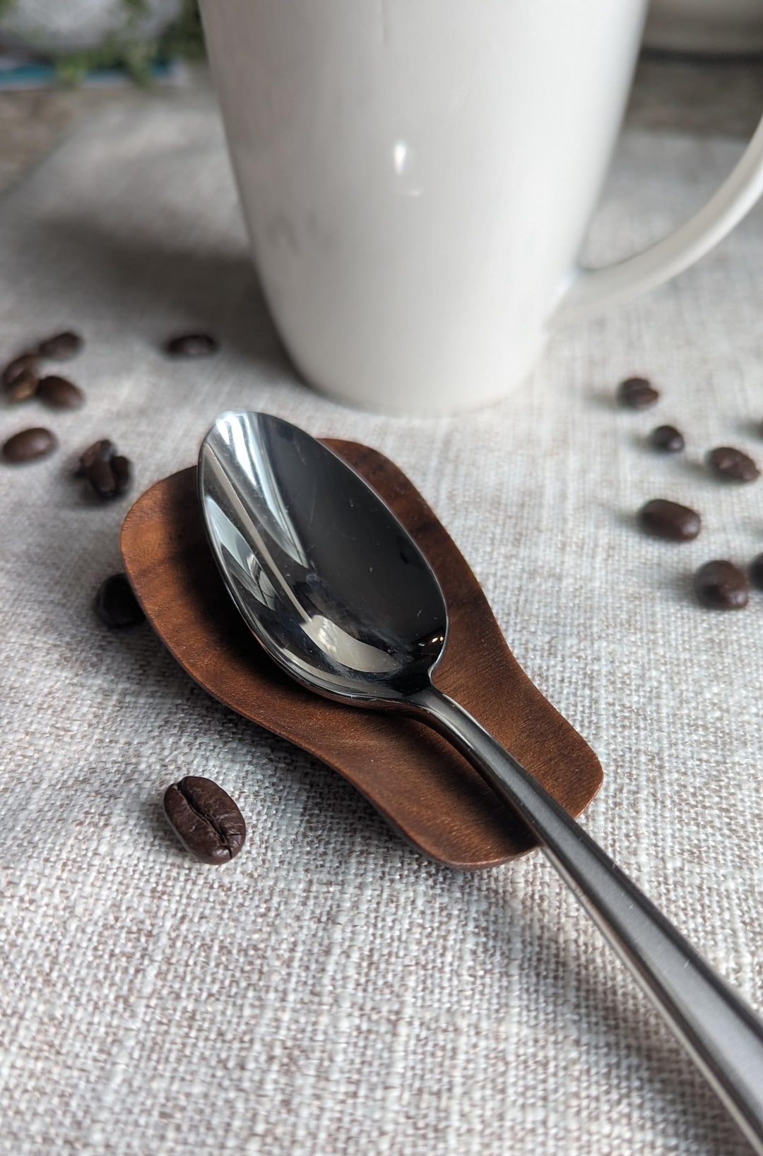 Walnut Teaspoon Rest – Handmade Wooden Coffee Spoon Holder, Minimalist ...
