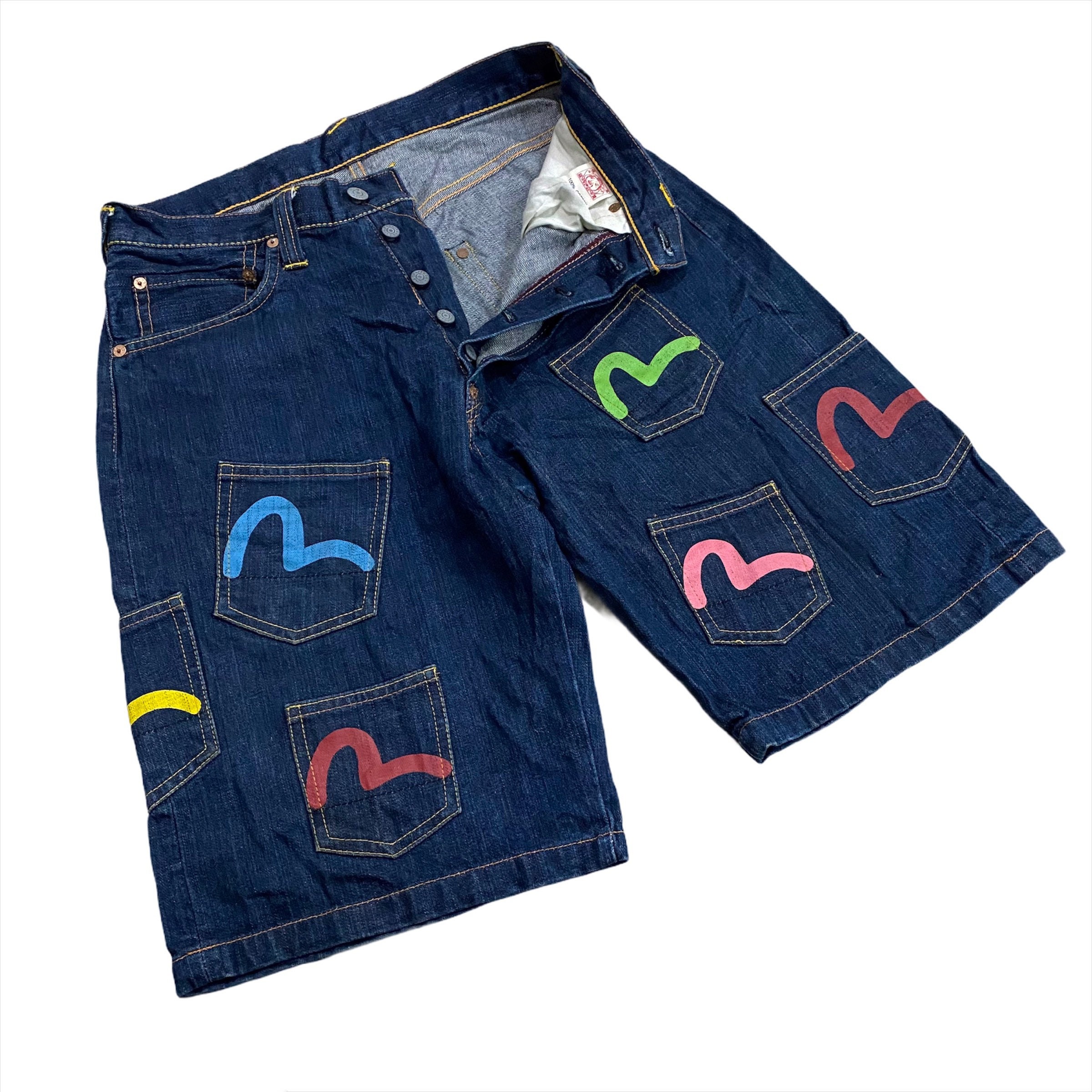 Evisu Multi Pocket Shorts Jeans | Etsy