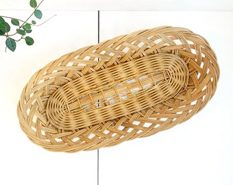 Shallow Rattan Basket - Etsy