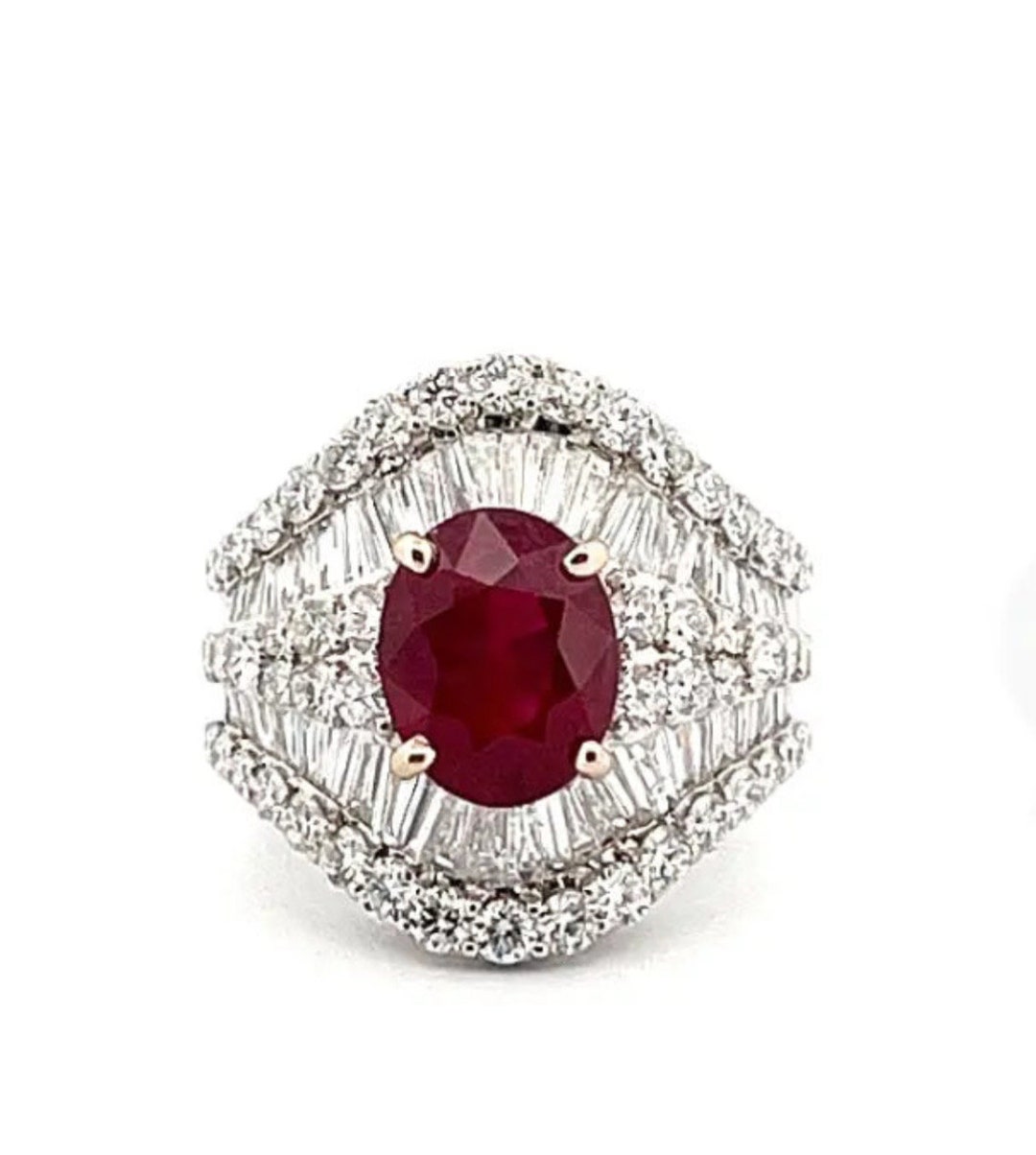 Burmese Oval Ruby 3.21ct. (mong Hsu Mine) and Diamond Ring 2.0CTS. in ...