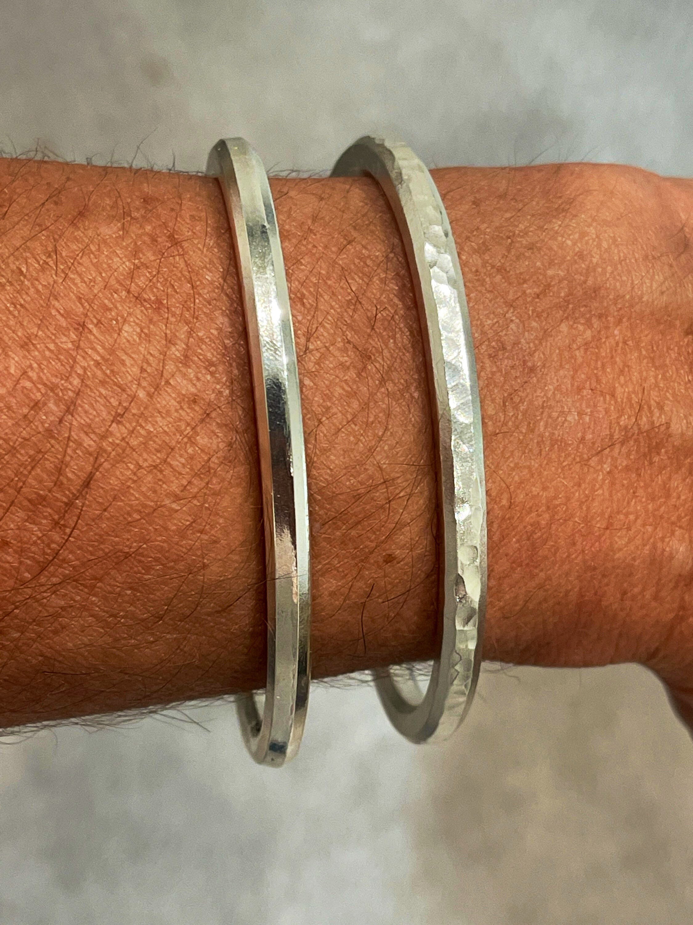 One Troy Ounce Pure Silver 999 Hammered Matte or Twisted Finish Cuff Bracelet. Bullion Bracelet On Your Wrist