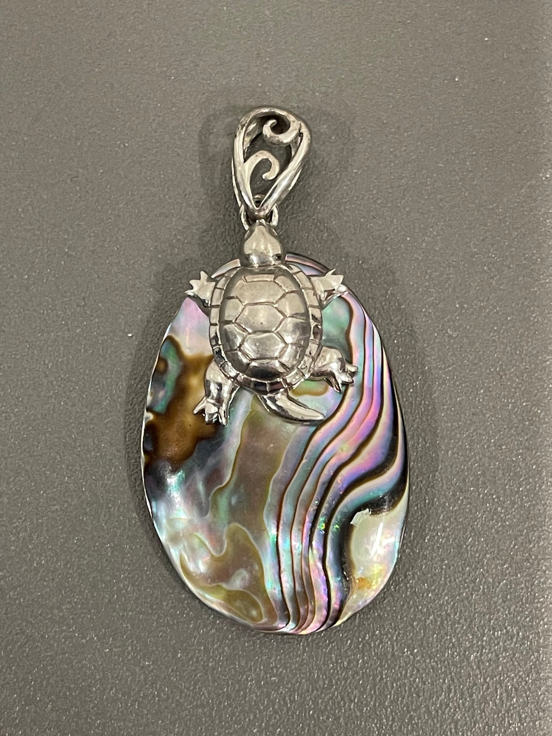 Sterling Silver Abalone Shell With Sea Turtle Pendant - Etsy