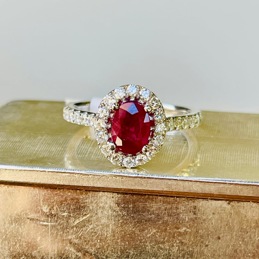 Oval Myanmar (burma)ruby 1.11cts. and Diamond Ring .56cts. in 18kt ...